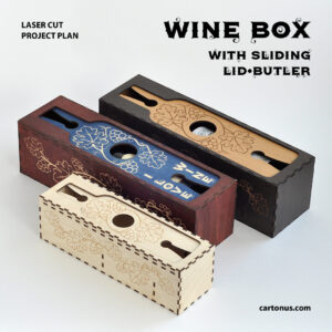 Wine box with sliding lid-butler - CARTONUS